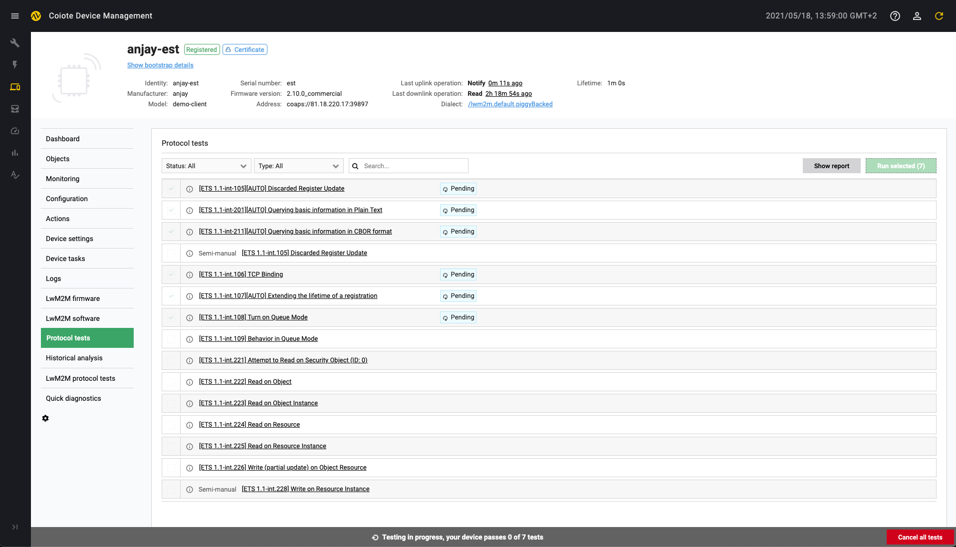 LwM2M Interoperability – Test the LwM2M Interoperability of Devices